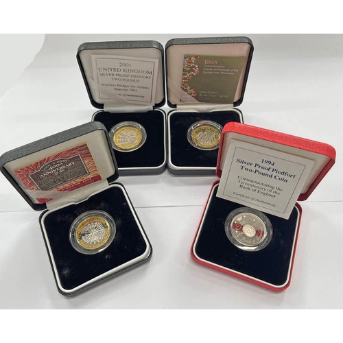 4 ROYAL MINT SILVER PROOF PIEDFORT TWO POUND COINS INCLUDING 1994 ...