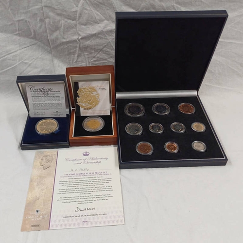 1951 PROOF SET AND 2 X COMMEMORATIVE SILVER COINS TO INCLUDE 2008 GOLD ...