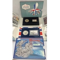 BRITANNIA TWO POUND SILVER BULLION COIN & TEN POUND STAMP SET, WITH ...