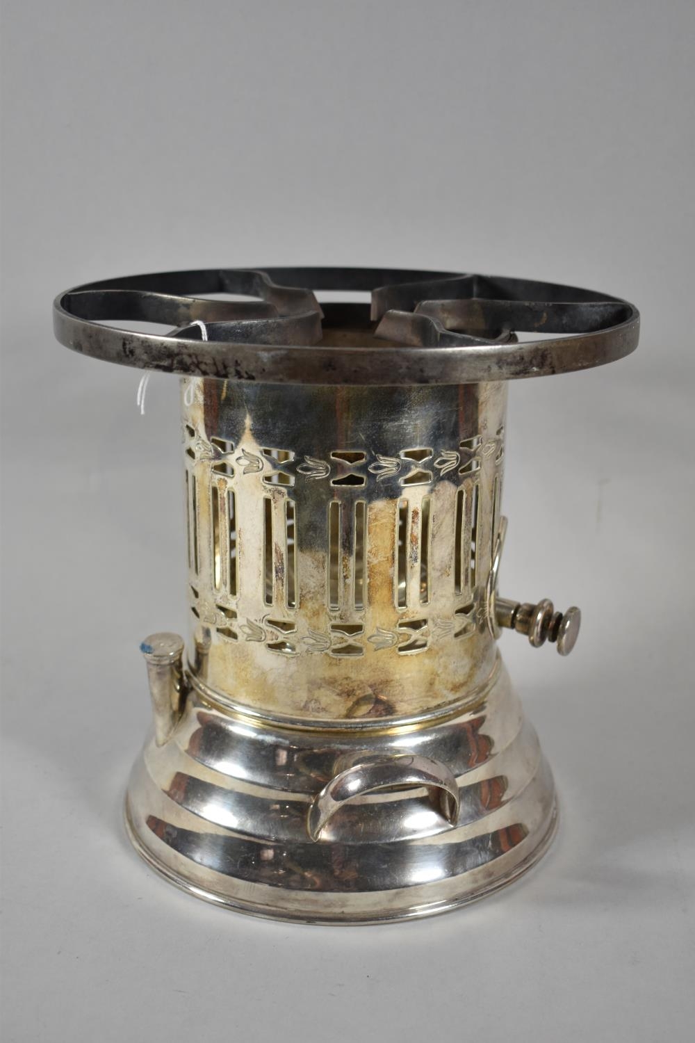 A Vintage Silver Plated Restaurant Flambe Table Stove of Pierced ...