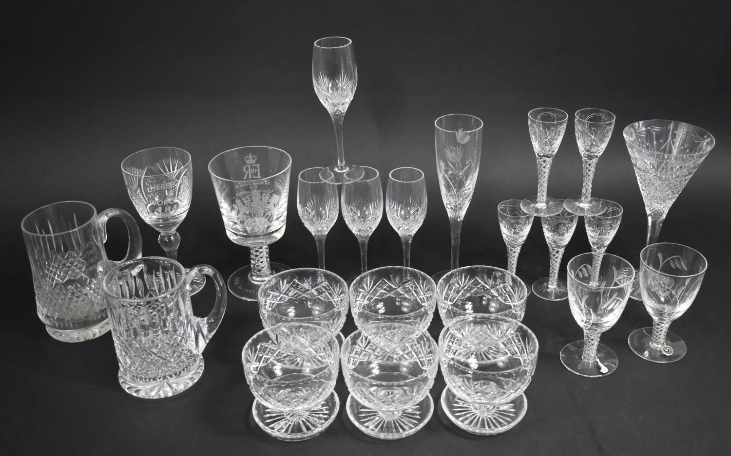 A Collection of Various Glass to Comprise Set of Four Stuart Crystal ...
