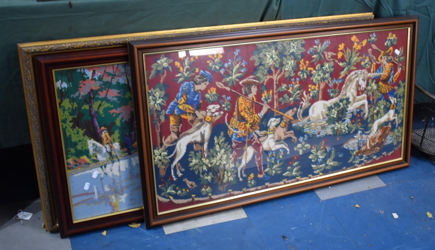 A Collection of Four Large Framed Tapestries, 113cm wide