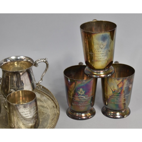 A Collection of Various Silver Plated Tankards to comprise Three ...