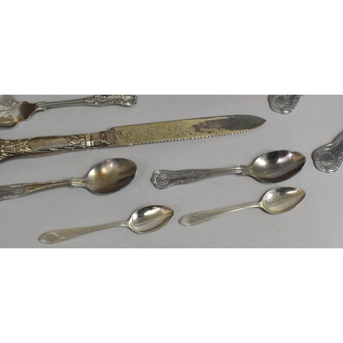 A Collection of Various Kings Pattern Cutlery together with Two Silver ...