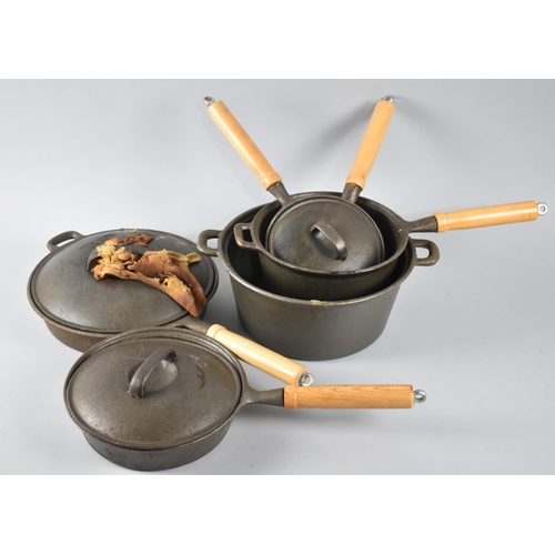 A Collection of Various Cast Iron Cooking Pans