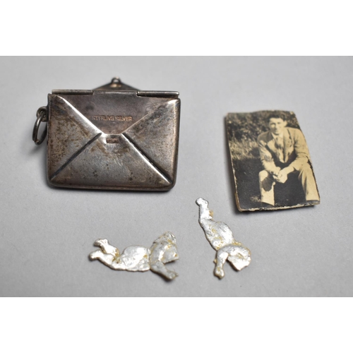 A Small Silver Fob Stamp Case in the Form of an Envelope, 3cm wide