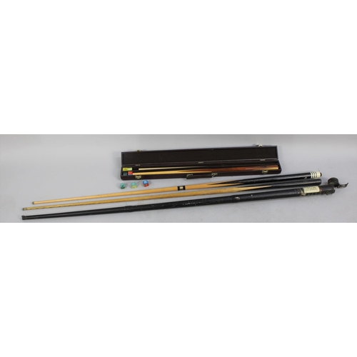 Three Snooker Cues, Two with Boxes
