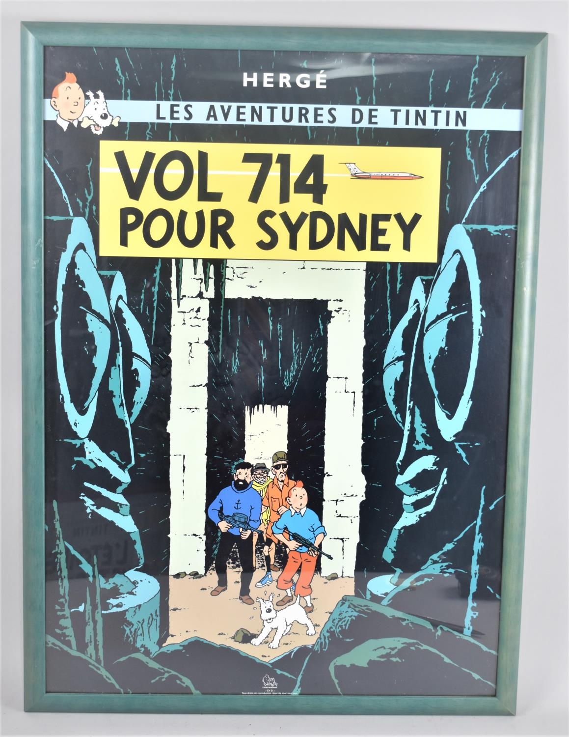 A Reproduction Tin Tin Poster, 'Vol 714 Pour Sydney', 49x69cm, Framed ...
