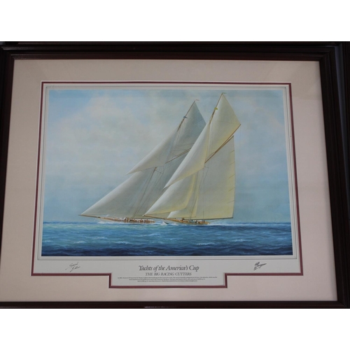 A Set of Four Framed Limited Edition Prints, "Yachts of the Americas ...