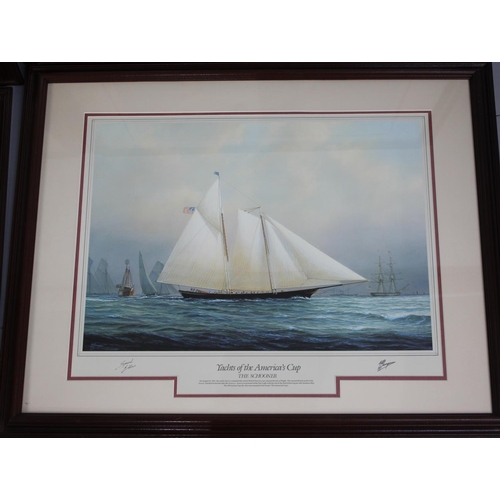 A Set of Four Framed Limited Edition Prints, "Yachts of the Americas ...