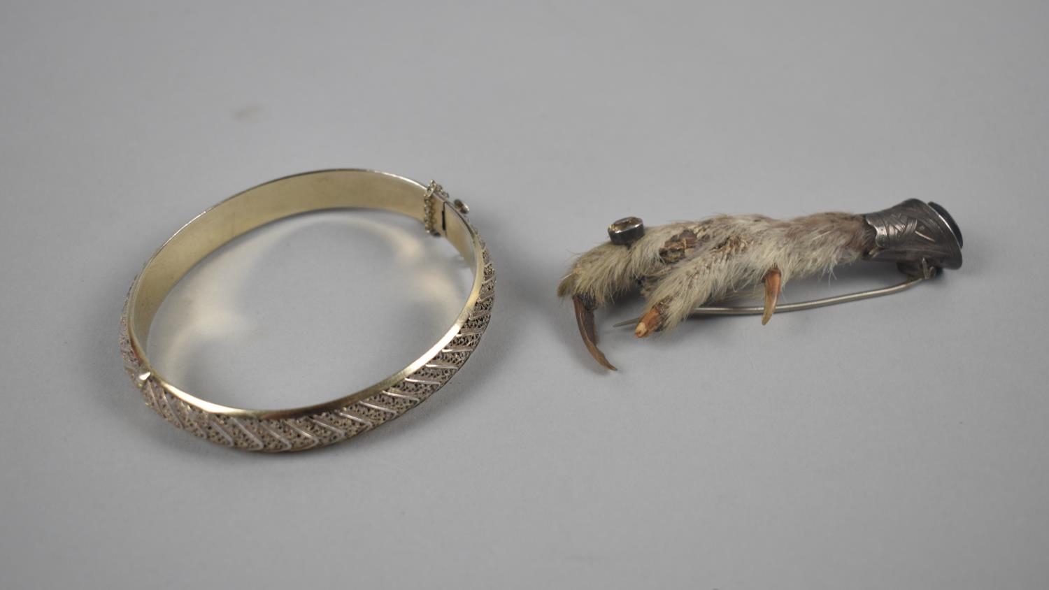 An Edwardian Scottish Grouse Claw Brooch with Citrine Stone Mount ...