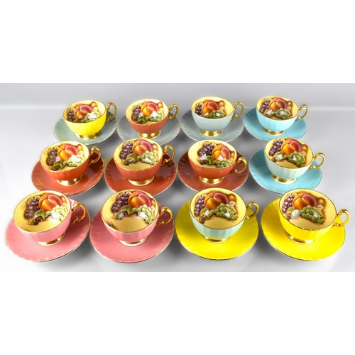 An Aynsley Orchard Gold Harlequin Tea Set To Comprise Twelve Cups and ...