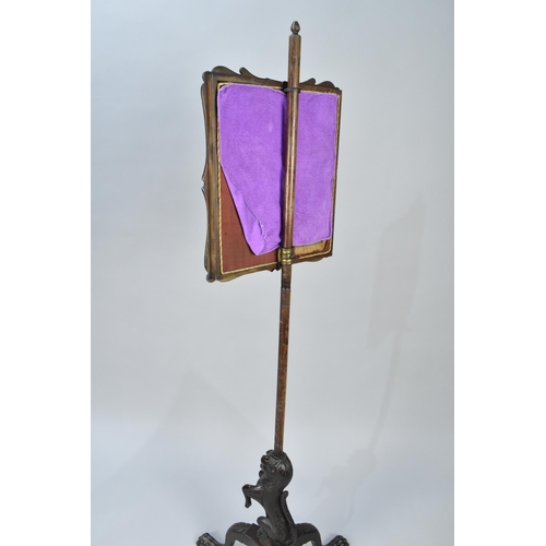 A Mid 19th Century Mahogany Pole Fire Screen with Silk Work Panel Set ...