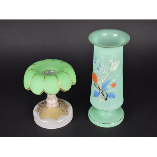 A Victorian Opaque Glass Vase Having Green Opaque Inverted Rim Top ...