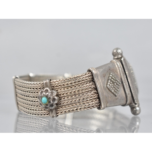 A Rajasthani Silver Bracelet, Four Double Foxtail Chains Adorned with ...