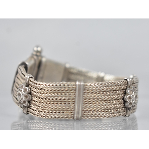 A Rajasthani Silver Bracelet, Four Double Foxtail Chains Adorned with ...