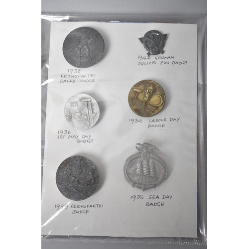 A Collection of Various Nazi Pin Badges to include 1934 Labour Day ...