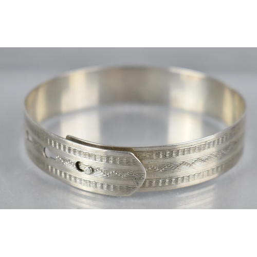 A Charles Horner Silver Adjustable Bangle with Engraved Engine Turned ...