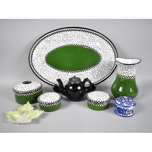An Edwardian Ceramic Dressing Table Set, a Royal Worcester Pickle Dish ...