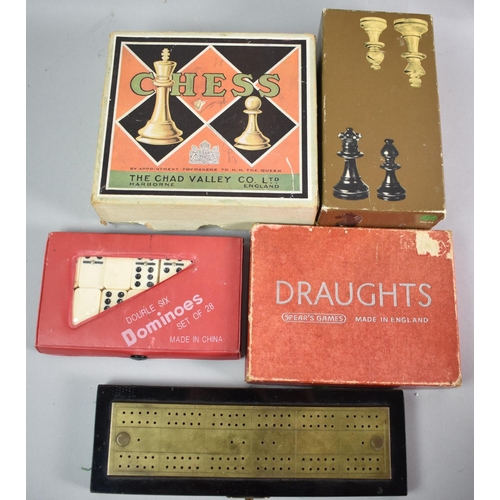 A Chad Valley Chess Set and a Modern Example, Draughts Set, Dominoes ...