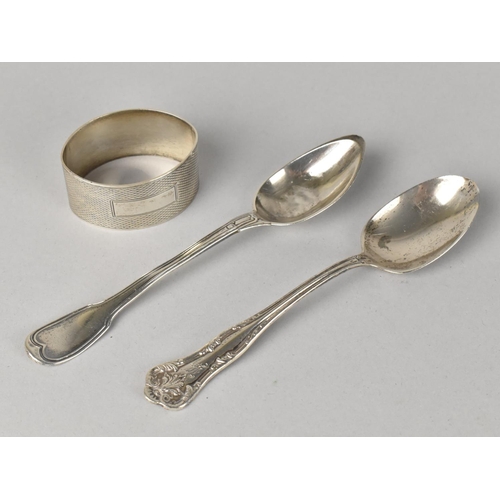 A Georgian Silver Teaspoon, a Sterling Silver Teaspoon and a Silver ...