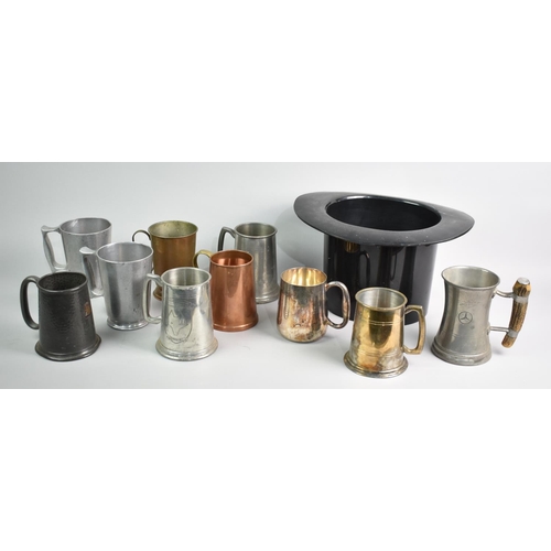 A Collection of Various Metal Tankards Together with an Ole M. Jenson ...