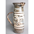 A Llangollen Studio Pottery Ribbed Jug, 31cms High