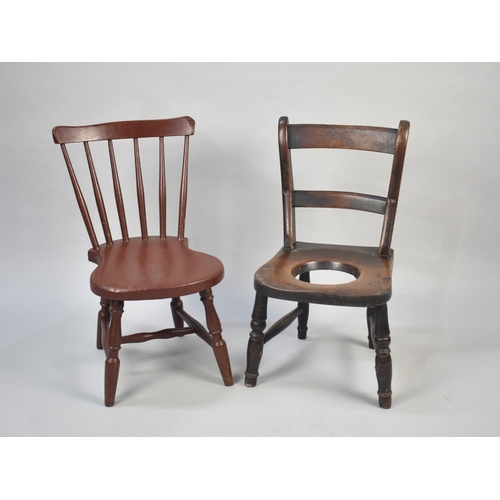 A Late 19th/Early 20th Century Child's Commode Chair together with a ...