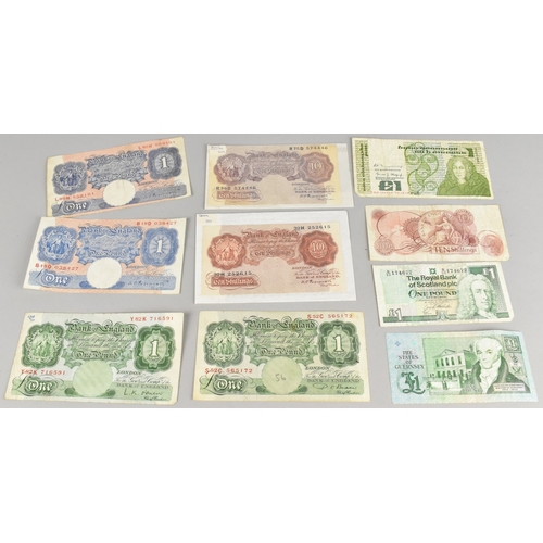 A Collection of Various Vintage English Bank Notes to Include Ten ...