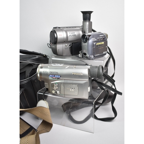Three Vintage Camcorders with Bags