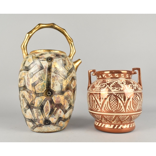 A Studio Pottery Teapot with Geometric Arm Motif Design, 30cm high ...