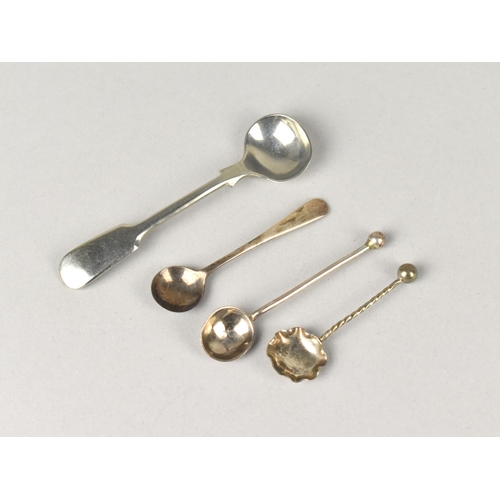 Four Various Silver Condiment Spoons, Various Hallmarks and Dates