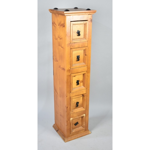 A Modern Far Eastern Narrow Five Drawer Chest, 29cms Square and 119cms High
