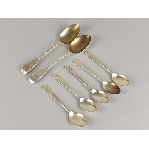 Two Victorian Teaspoons Together with a Set of Five Silver Teaspoons ...