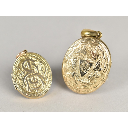 Two Gold Plated Victorian Lockets, Larger Monogrammed M to Central ...