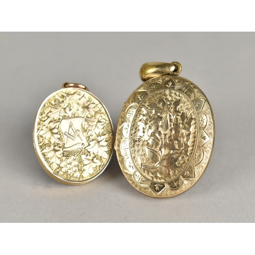 Two Gold Plated Victorian Lockets, Larger Monogrammed M to Central ...