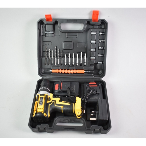 A Cased Rechargeable Drill Set with Accessories