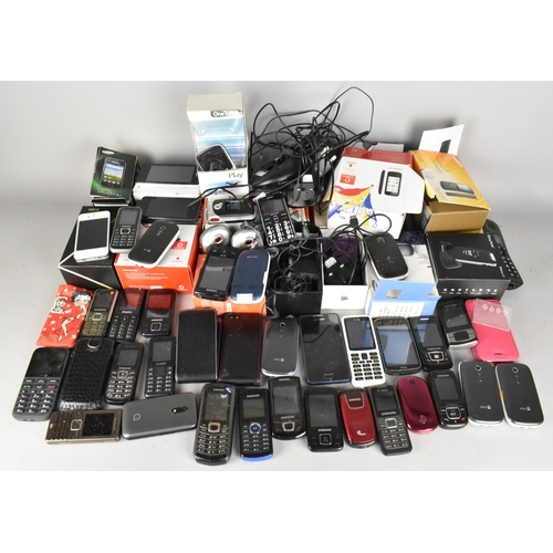A Collection of Various Mobile Phones to Include Apple Iphones, Samsung ...