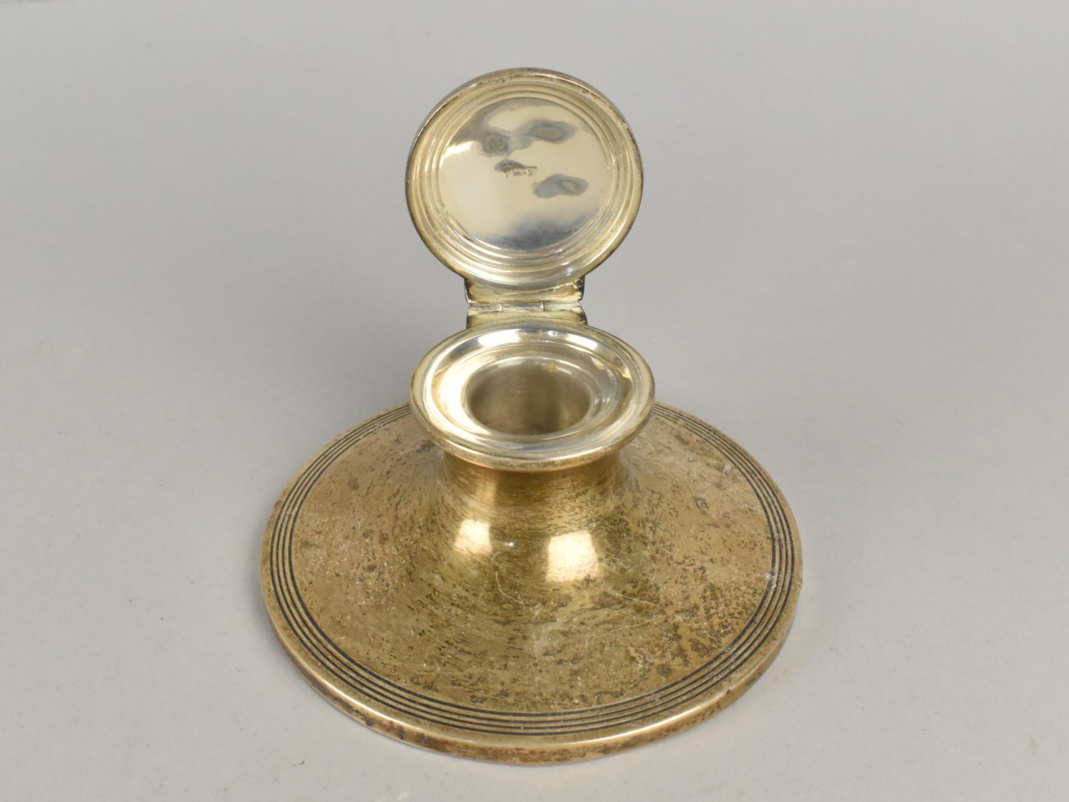 A Silver Capstan Inkwell Complete with Glass Liners by the Adie ...