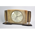 A Mid Century Metamec Mantel Clock in Brass and Onyx, Battery Movement ...