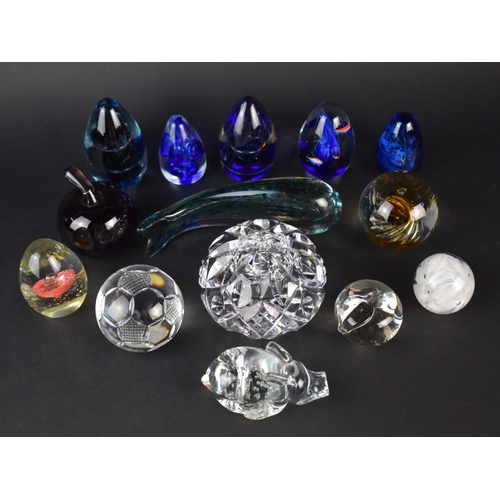 A Collection of Various Glass Paperweights to Include Examples by ...