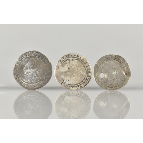 Three Elizabeth I (1558-1603) Silver Sixpence Coins, Undrilled 25mm 2 ...