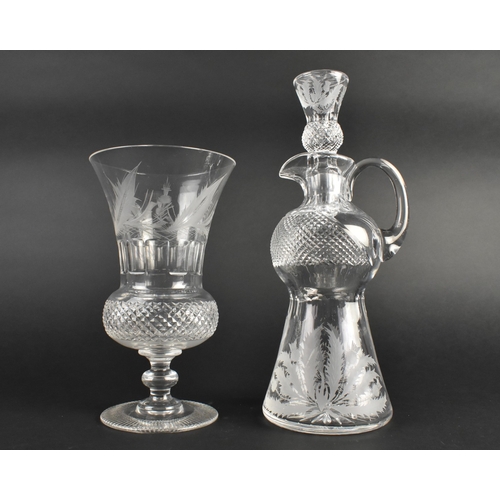 An Edinburgh Crystal Thistle Pattern Decanter Jug, 31cm high, Together ...