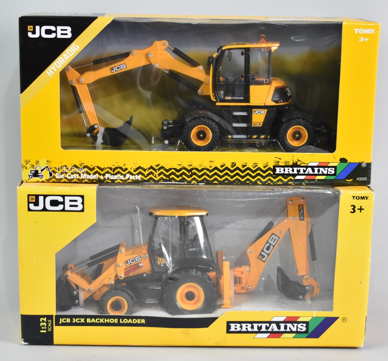 Two Boxed Britains JCB Models, Hydradig and JCB 3CX Backhoe Loader