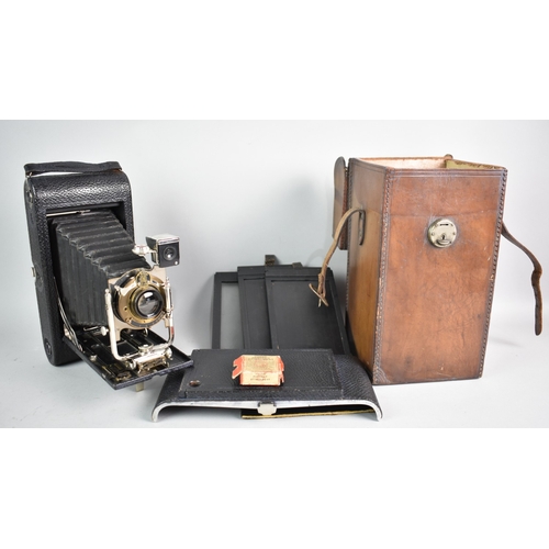 A Vintage Kodak Folding Camera with Leather Carrying Case Containing ...