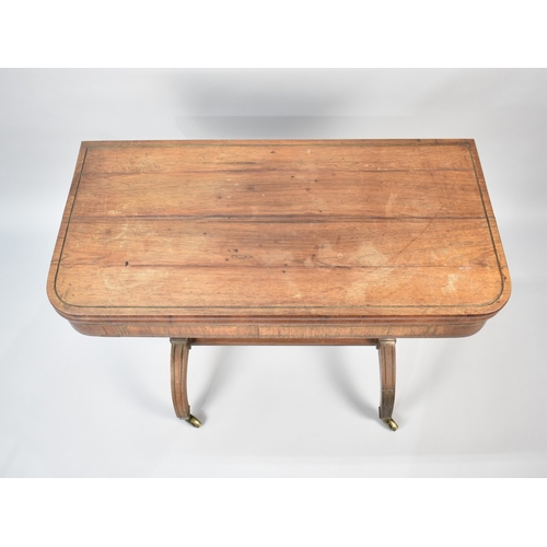 A Mid 19th Century Brass Inlaid Lift and Twist Games Table with Beize ...