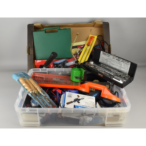 Two Boxes of Various Hand Tools, Kamasa Socket Set, Double Pinion Hand ...