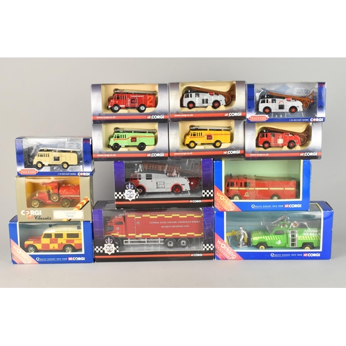 A Collection of Thirteen Boxed Corgi Fire Engines and Support Vehicles ...
