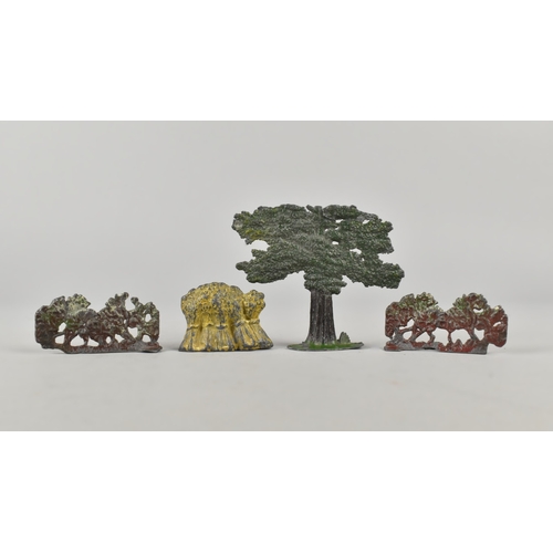 A Vintage Hand Painted Toy Farm Lead Tree, Two Sections of Hedge and ...