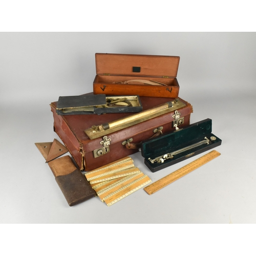 A Collection of Edwardian Cased Drawing Instruments, Drawing Curves ...